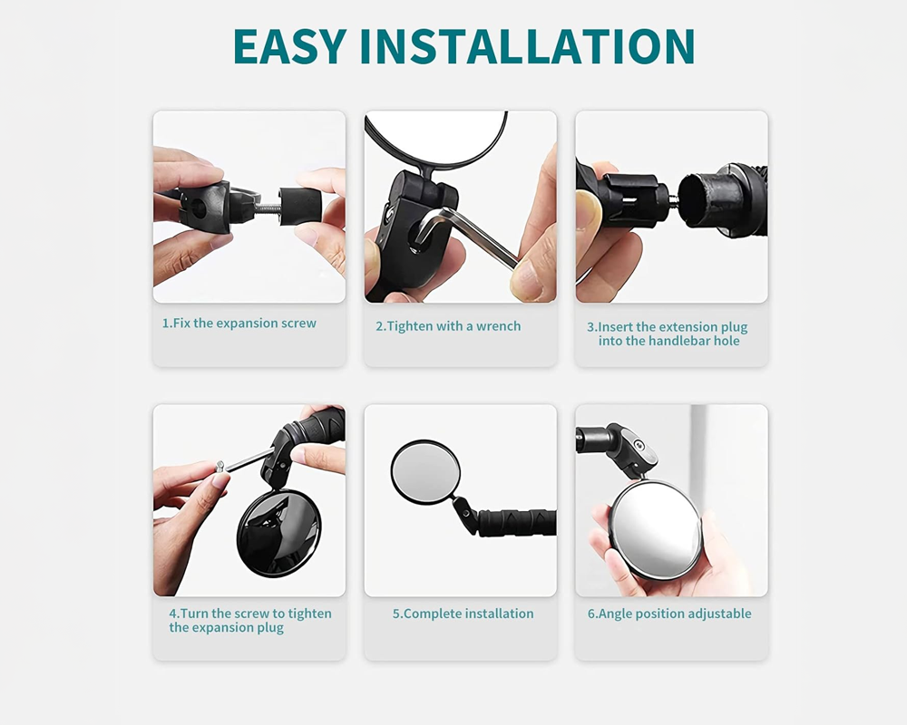 Bicycle Rear View Mirror Adjustable Handlebar Mounted Convex Mirror ...